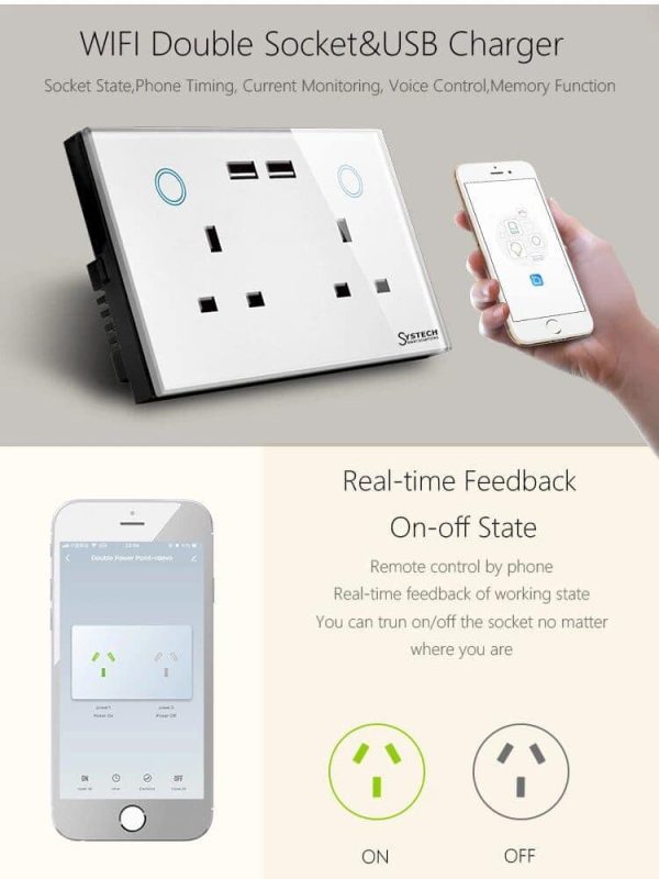 Smart Combo Wifi Double Wall Socket with Double USB Port – Nirmaan.com.bd